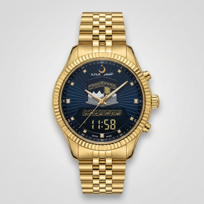 ALFAJR KAABA 365 GOLD STEEL ISLAMIC PRAYER WATCH – Alfajar Watches